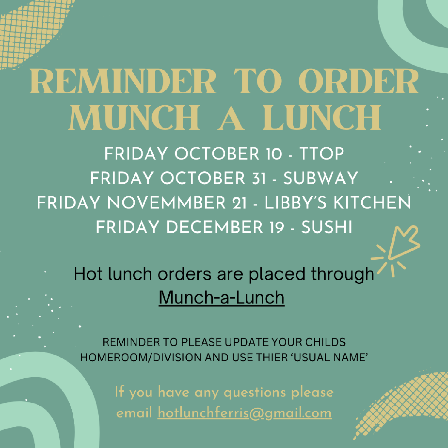 Munch a lunch is available to order | Ferris Elementary School